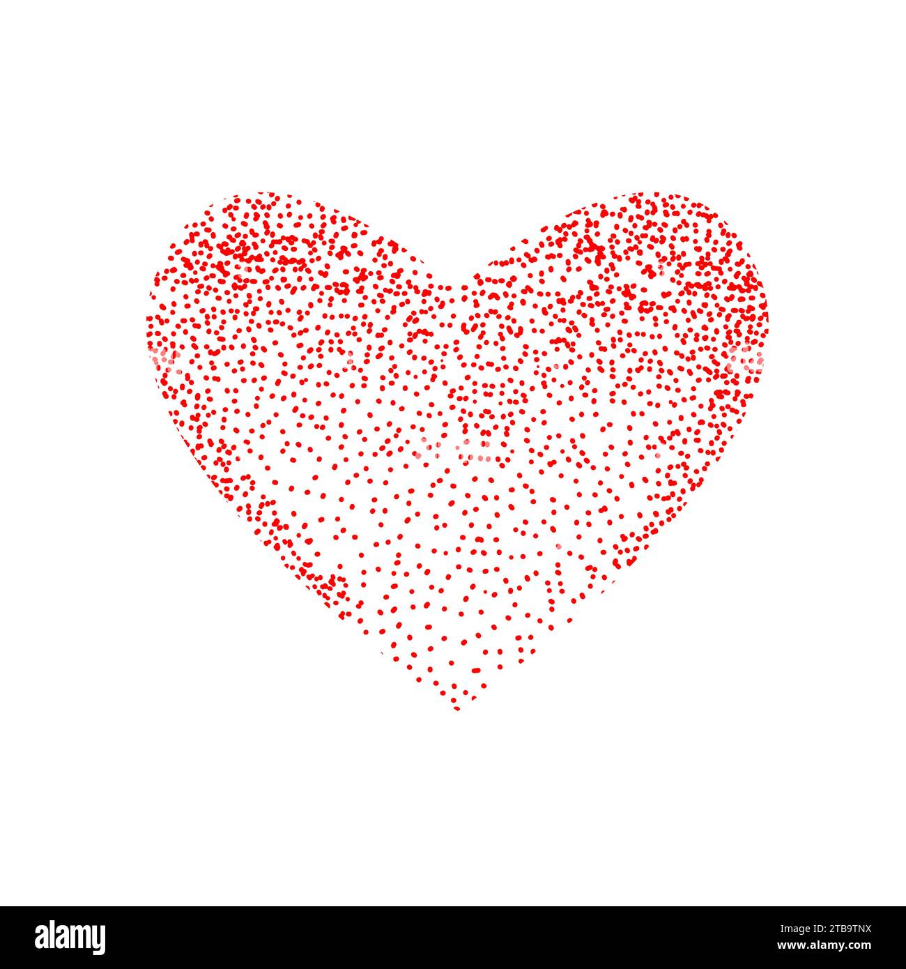 Red shining heart made of dots on a white background. hand drawing ...