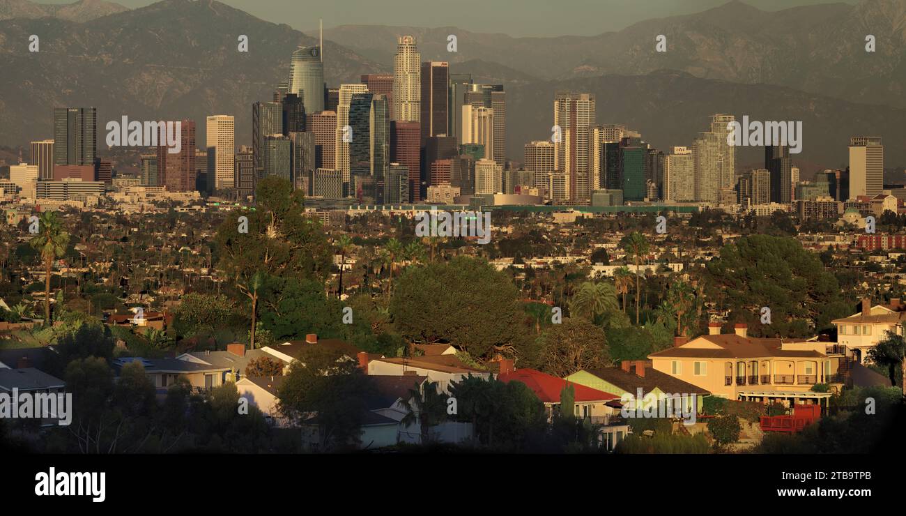 City of Los Angeles, looking northeast, shown in late afternoon with ...