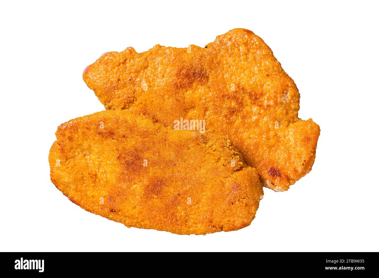 Roasted breaded german weiner schnitzel on a plate. Isolated, white ...