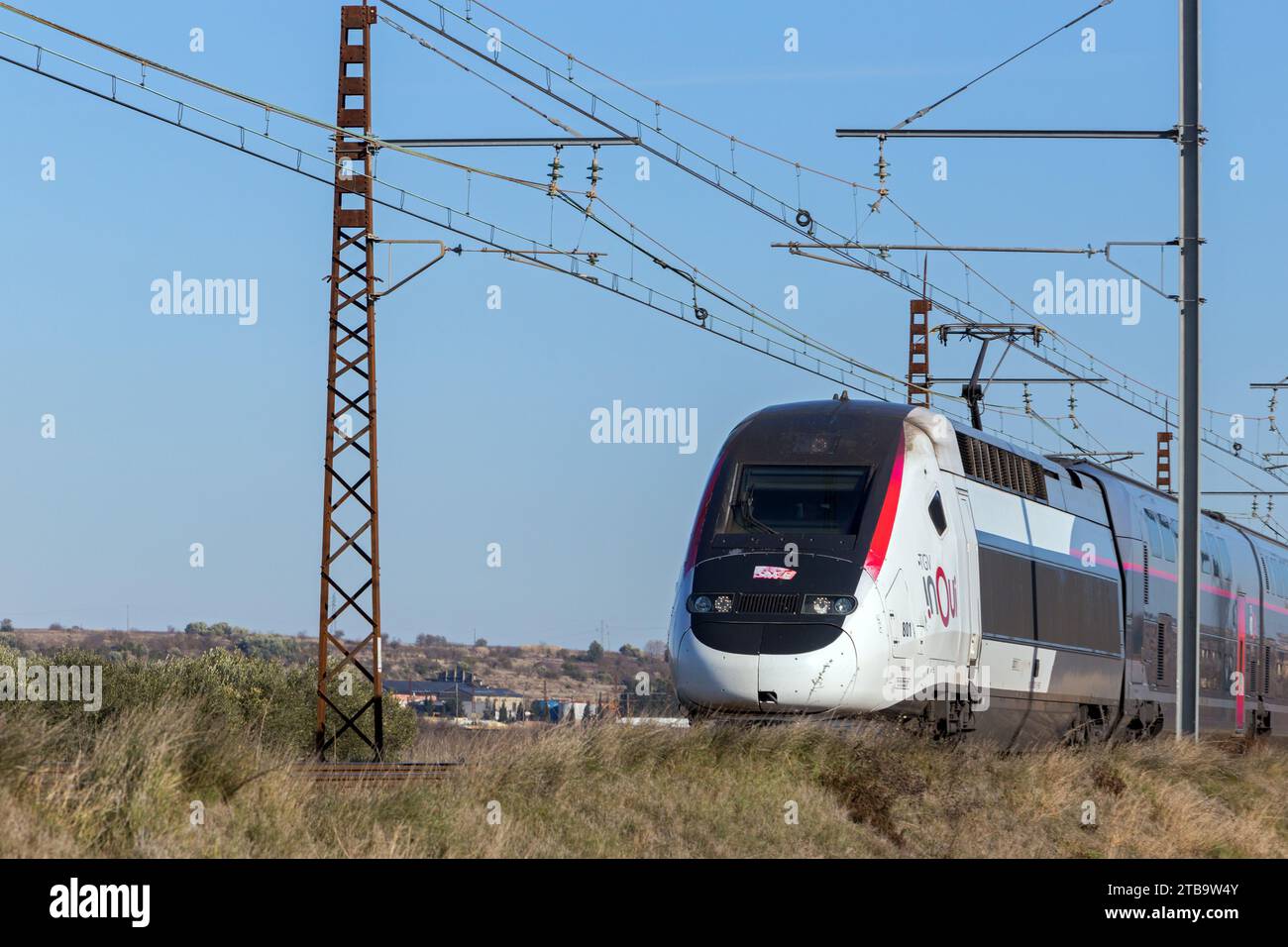 TGV Inoui train : Rail passenger transport between Beziers and Narbonne ...