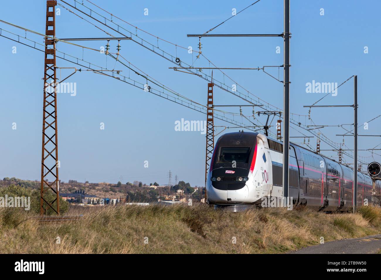 TGV train : Rail passenger transport between Beziers and Narbonne ...