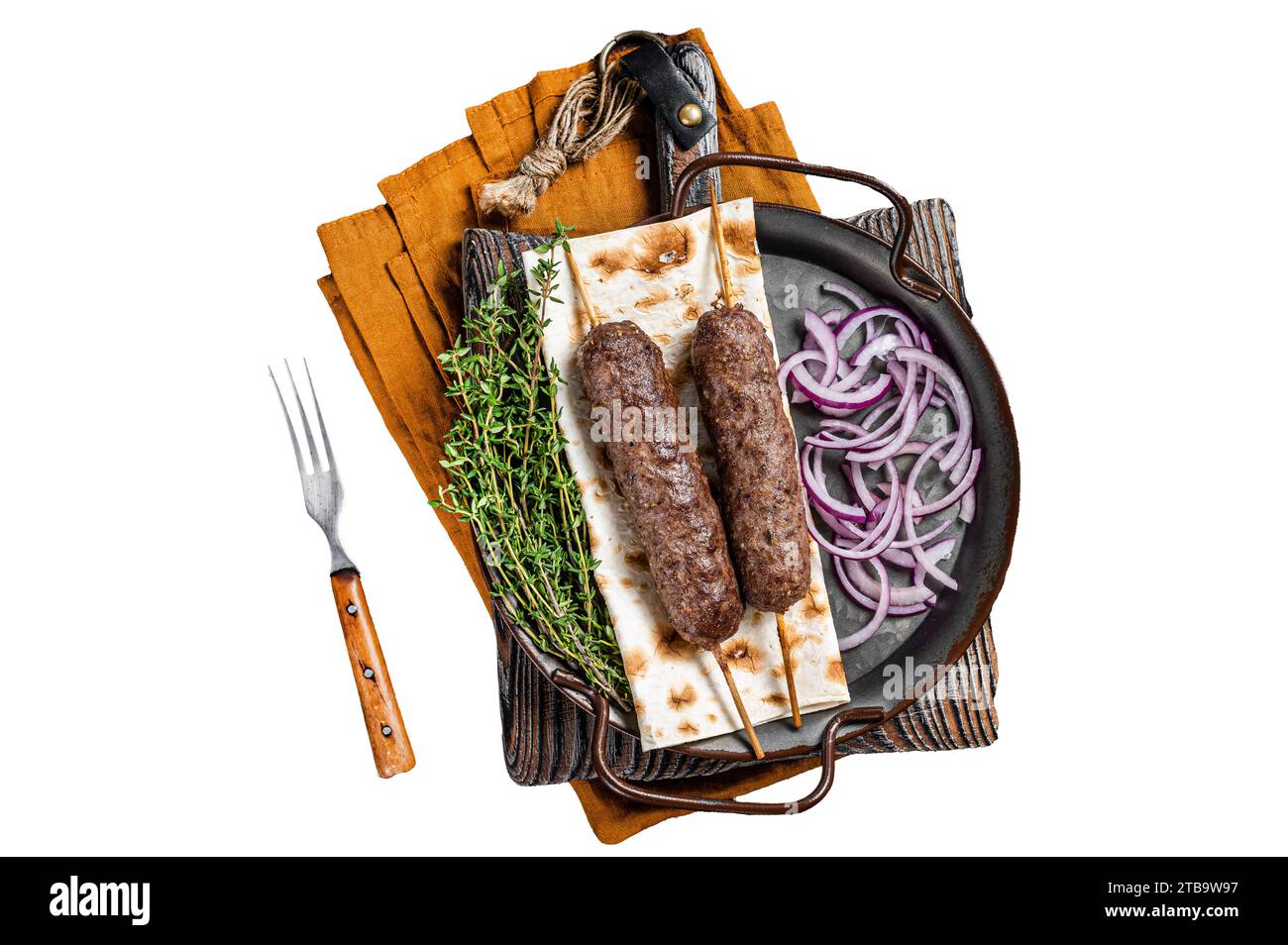 Turkish Adana Kebab from mince lamb beef meat on Skewer with flatbread ...