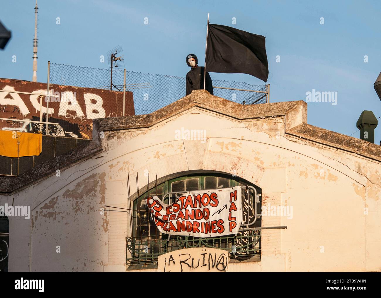 Barcelona, Spain. 30th Nov, 2023. A squatter from La RuÃ¯na, standing ...