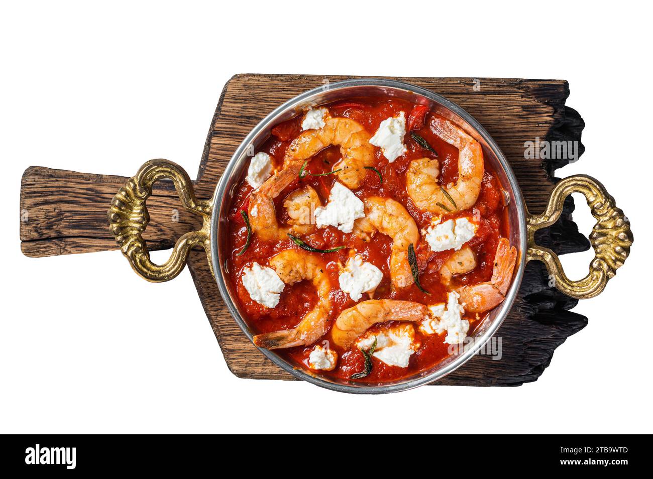 Greek traditional oven backed prawns shrimp saganaki with feta, tomato ...