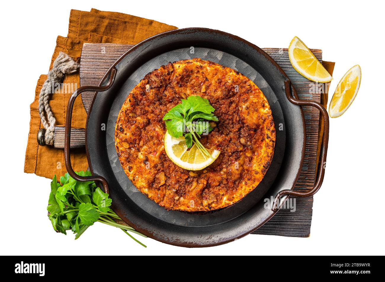 Traditional delicious Turkish foods lahmacun with mince lamb meat in ...