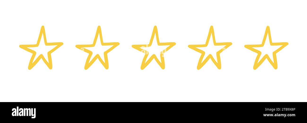Five star doodle. Hand drawn quality, review yellow five star ...