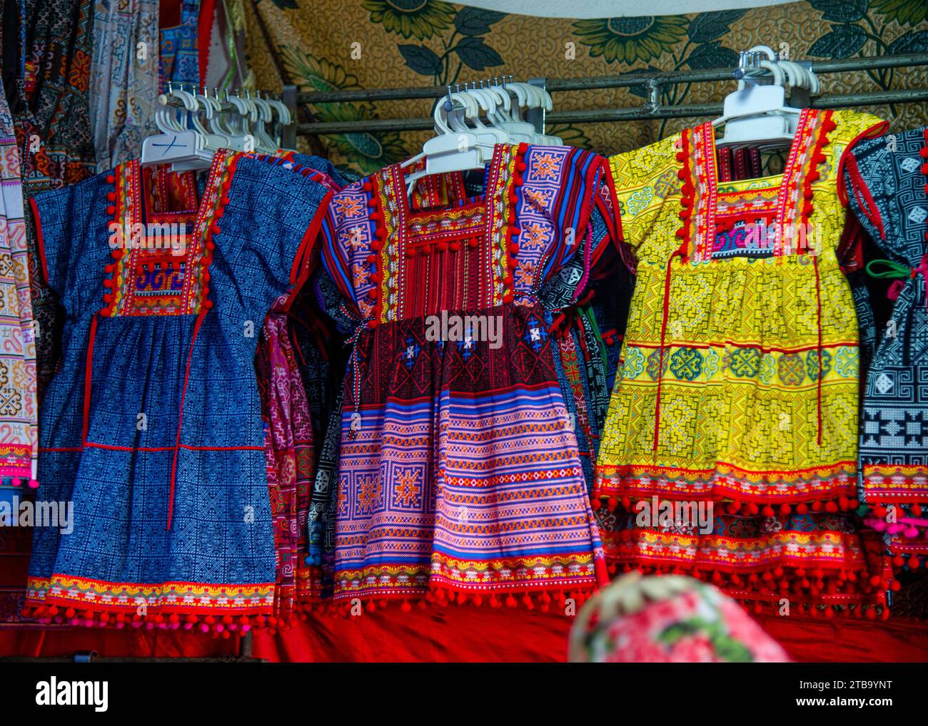 A village in northern Thailand with colourful traditional clothes and ...