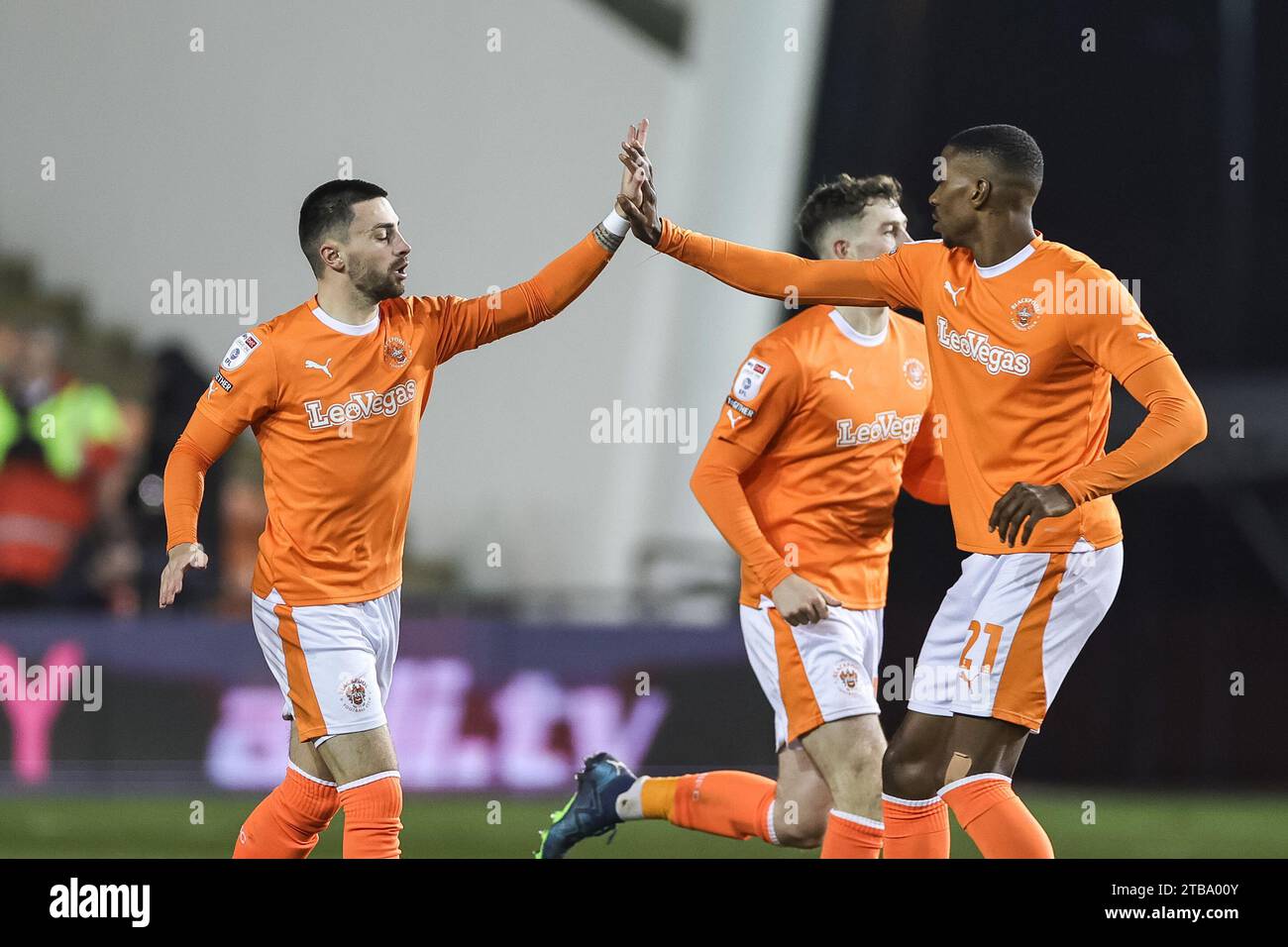 Owen Dale #7 of Blackpool celebrates his goal to make it 1-1 during the ...