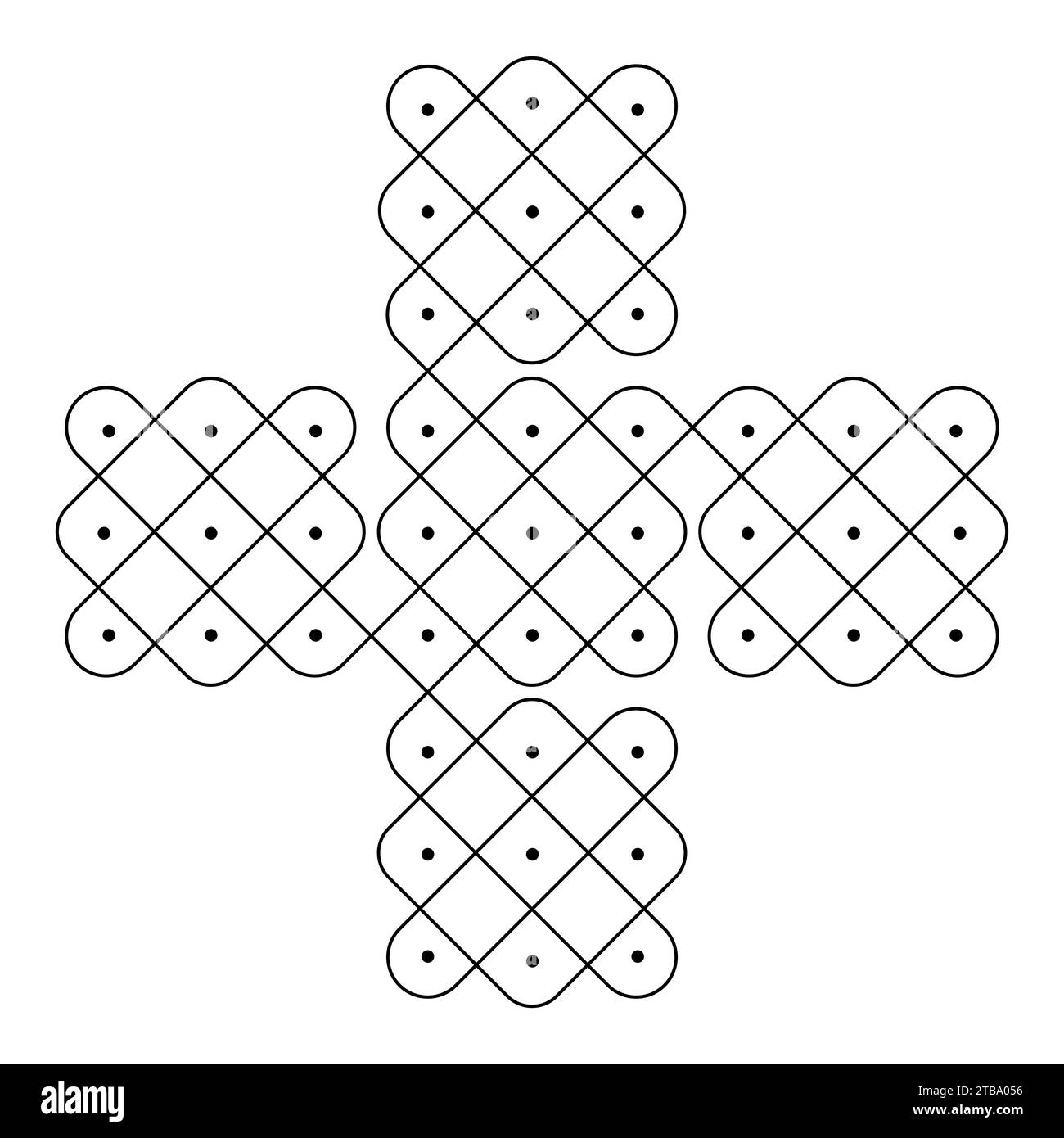 abstract kolam with dots vector illustration in white background Stock ...