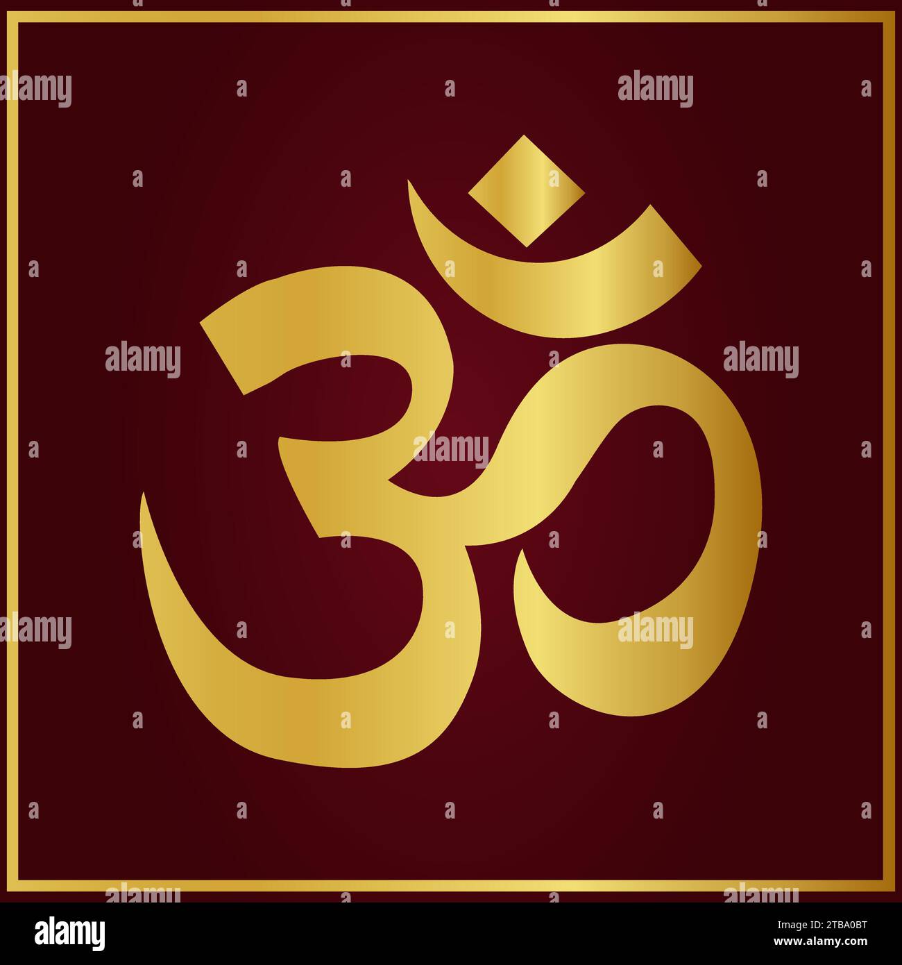 golden om Aum Hindu symbol isolated on maroon background Stock Vector ...