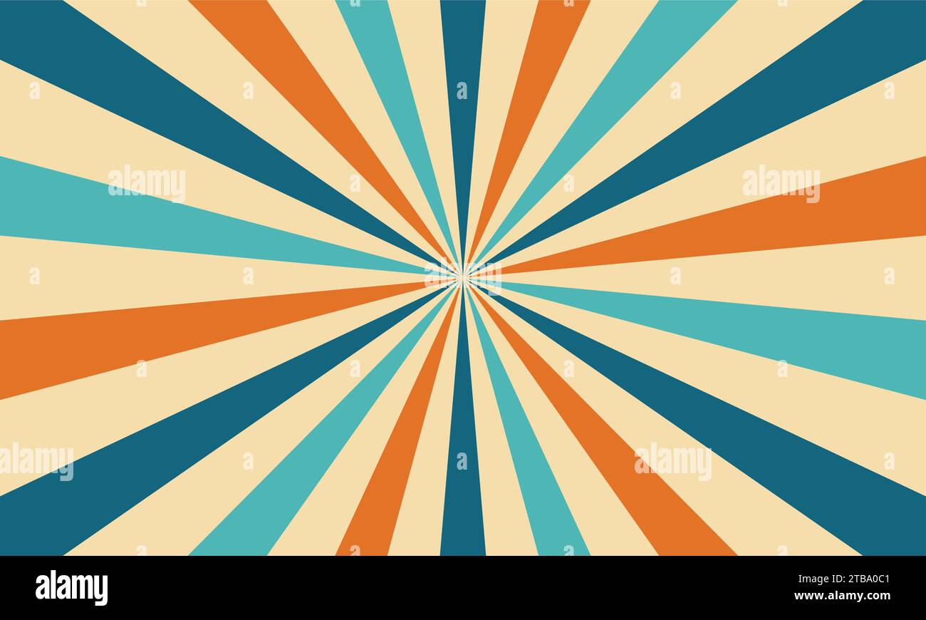 Vintage multicolour sun burst background with colourful stripes and ...
