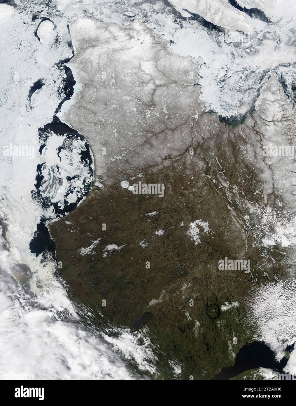 Satellite view of the Belcher Islands Stock Photo - Alamy