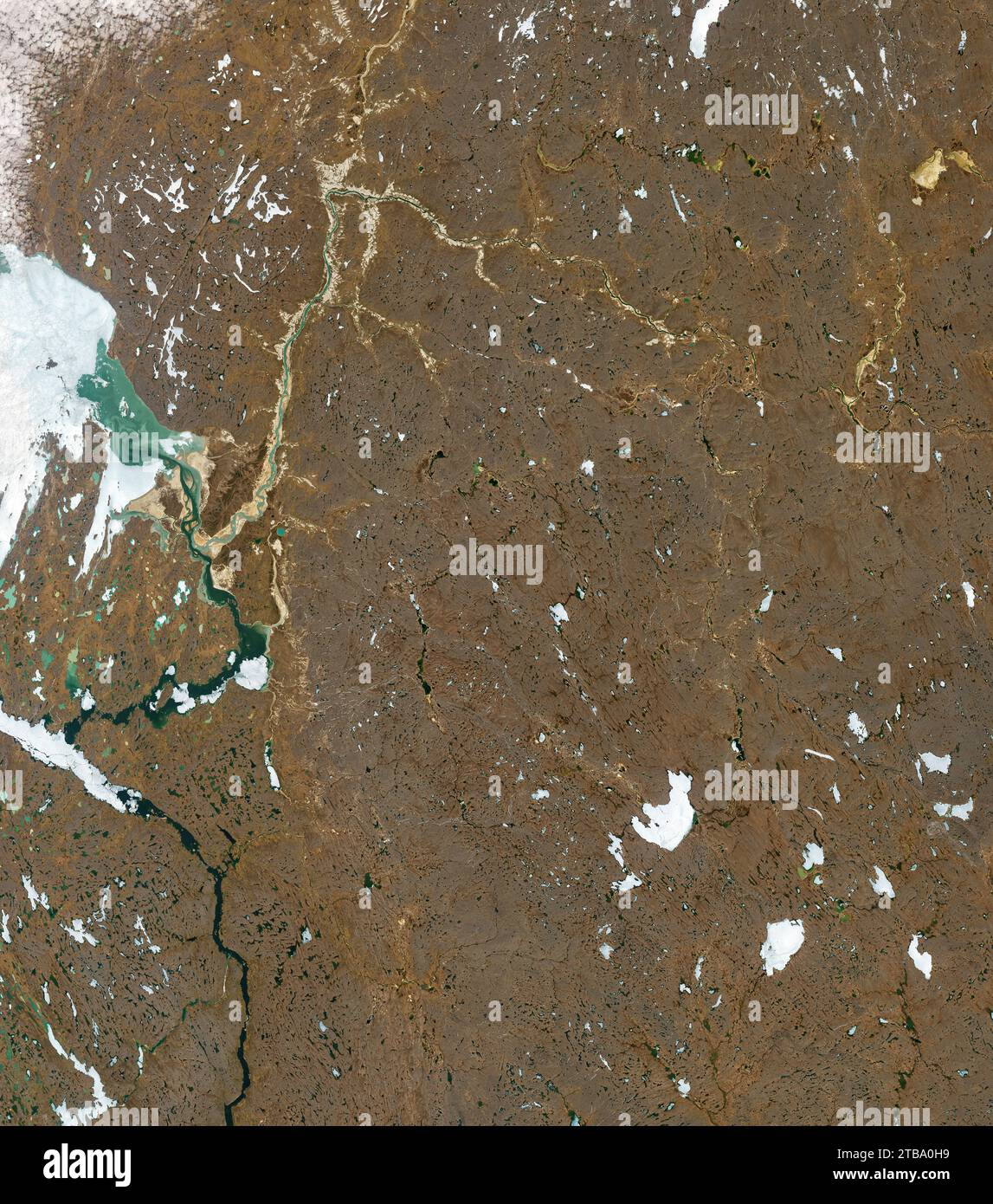 Satellite view showing the colorful confluence of the Back and Hayes ...