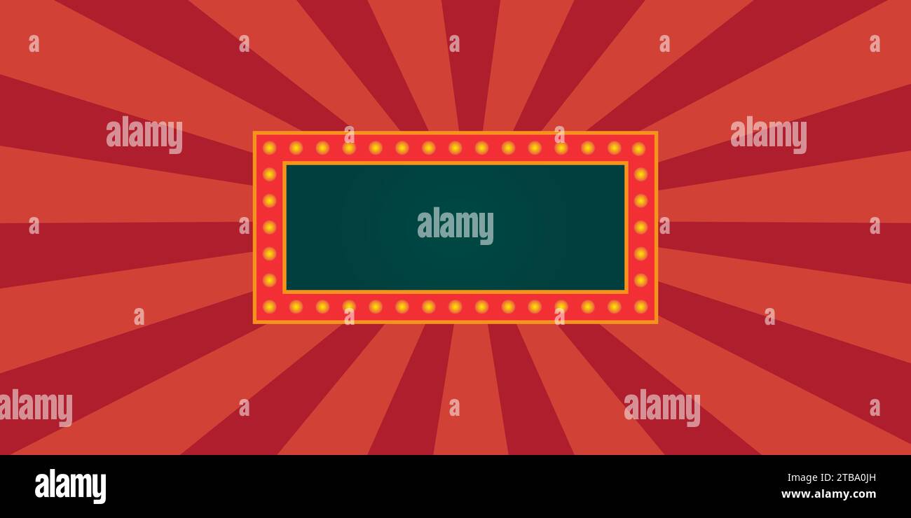 Vector set of realistic isolated retro sign neon billboards on sunburst ...