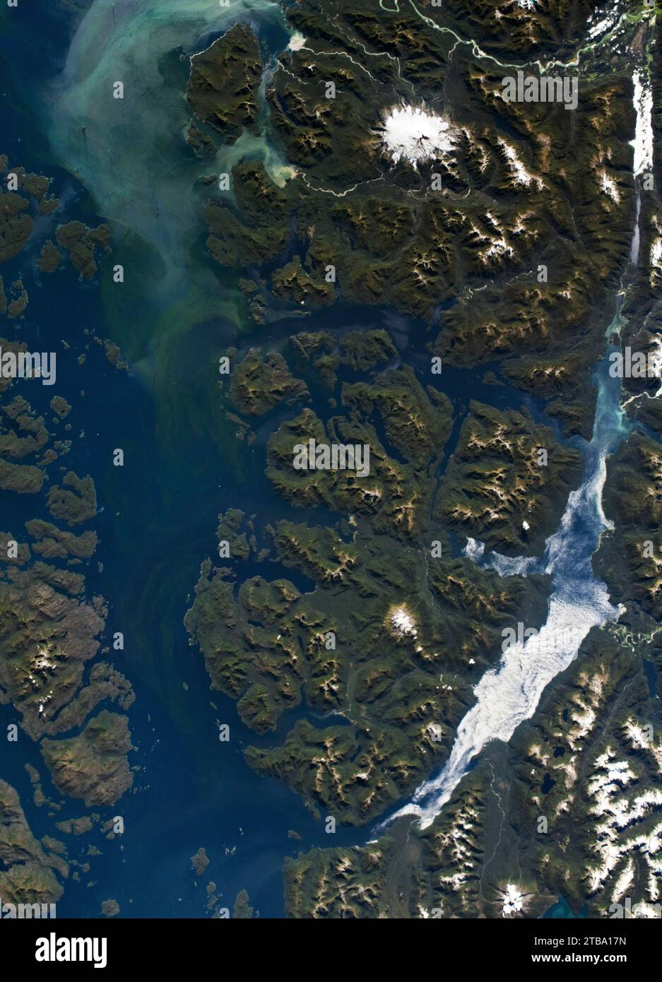 View from space of the northern Patagonian Andes in Chile Stock Photo ...