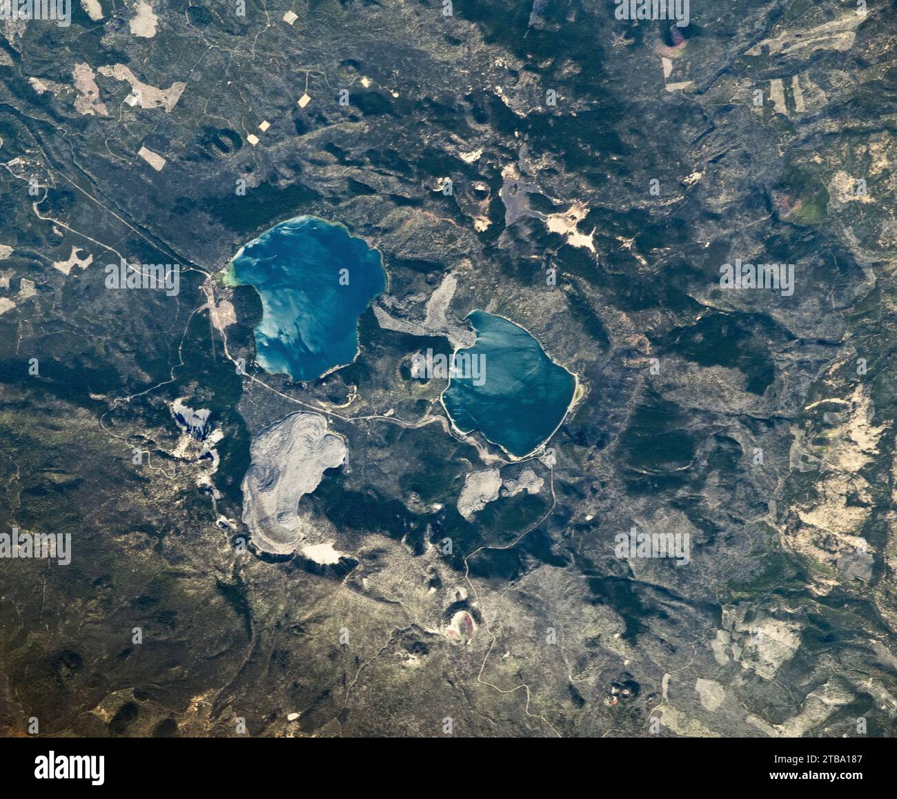 View from space of Newberry Volcano in the eastern Cascade Mountains of ...