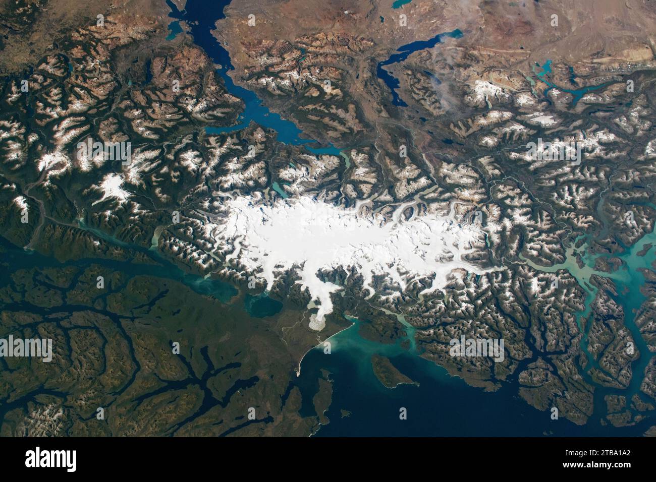 View from space of the southern Andes Mountains and the Northern ...