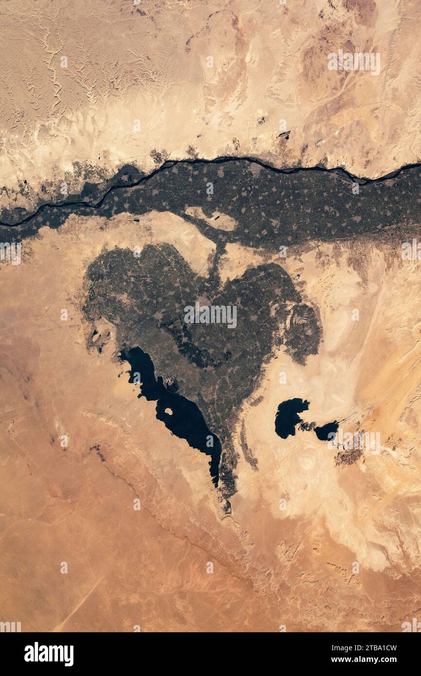 View from space of a heart-shaped basin bordering the Nile River in ...