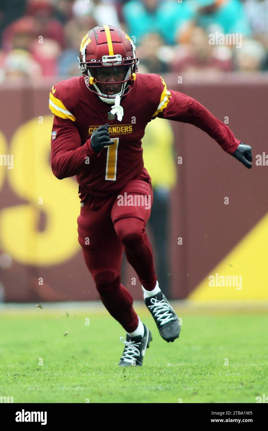 Washington Commanders wide receiver Jahan Dotson (1) runs during an NFL ...