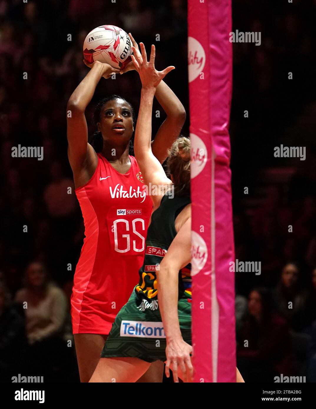 England's Olivia Tchine (left) during the Vitality Netball ...