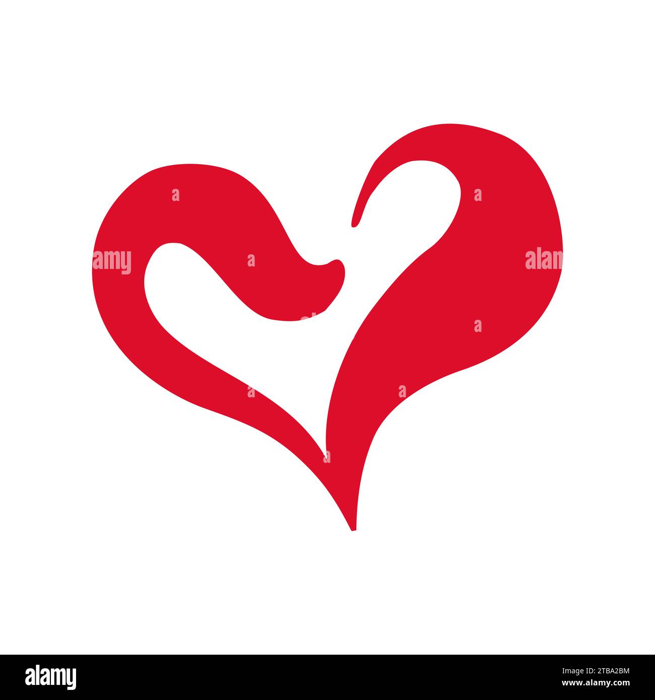 Heart hand drawn ink brush. Elegant stylized hand painted heart symbol ...