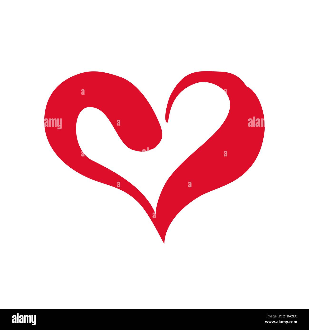 Heart hand drawn ink brush. Elegant stylized hand painted heart symbol ...