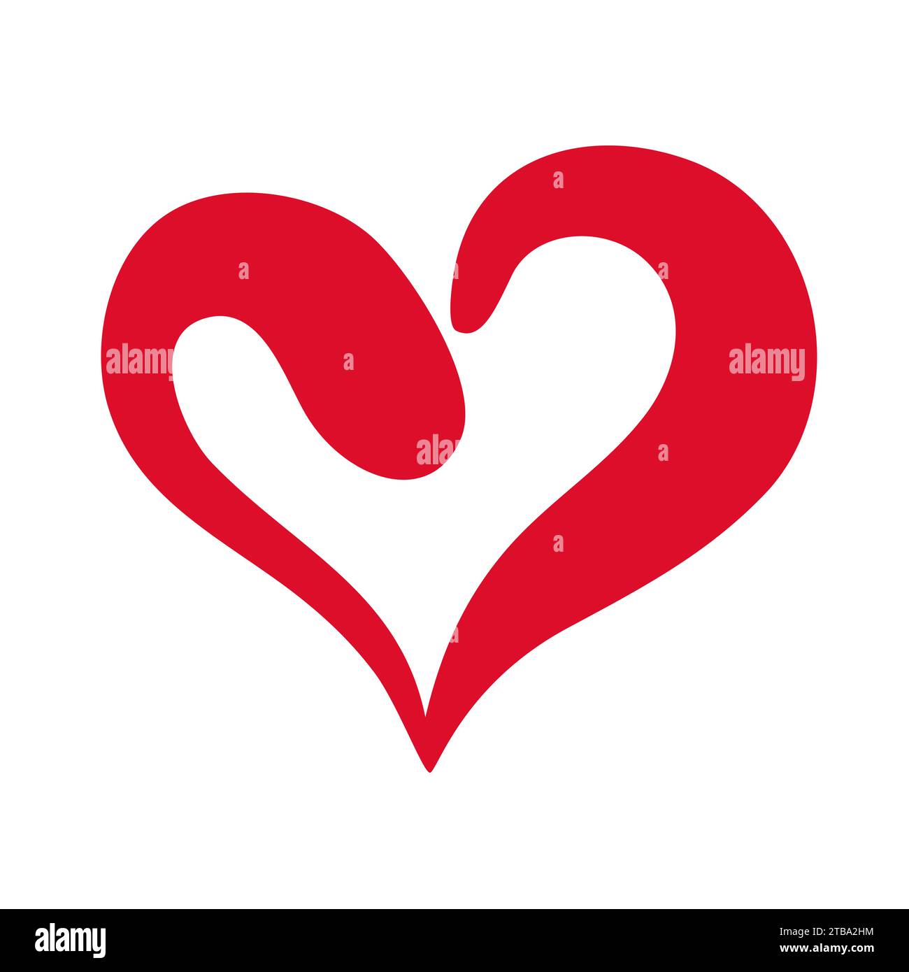 Heart hand drawn ink brush. Elegant stylized hand painted heart symbol ...