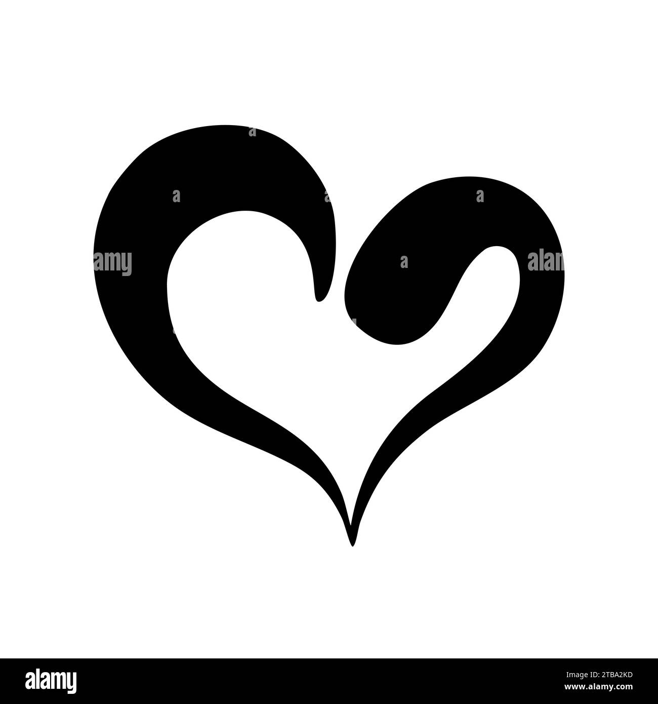 Heart hand drawn ink brush. Elegant stylized hand painted heart symbol ...