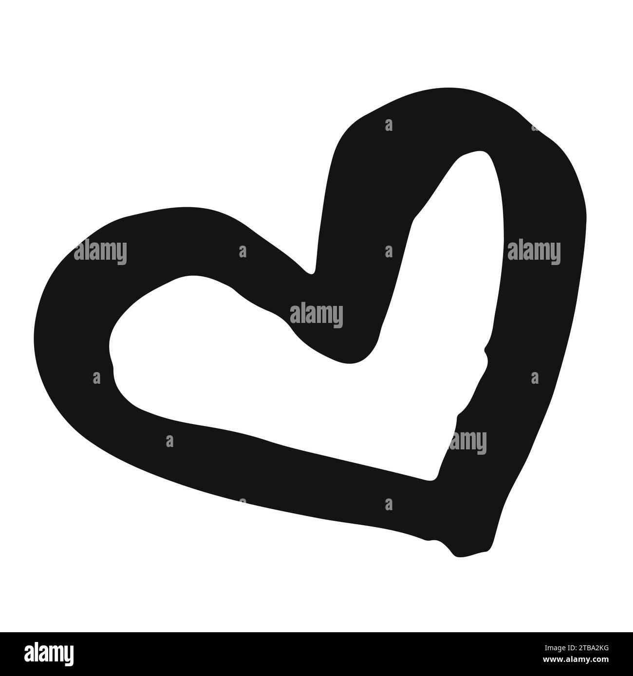 Heart hand drawn ink brush. Elegant stylized hand painted heart symbol ...