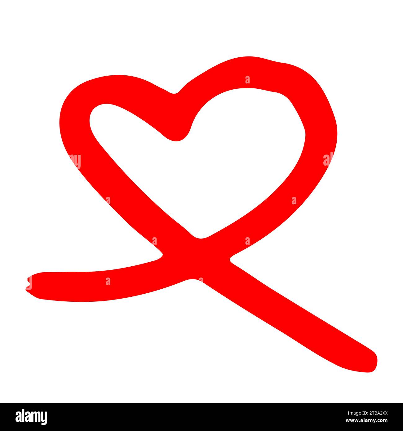 Heart hand drawn ink brush. Elegant stylized hand painted heart symbol ...