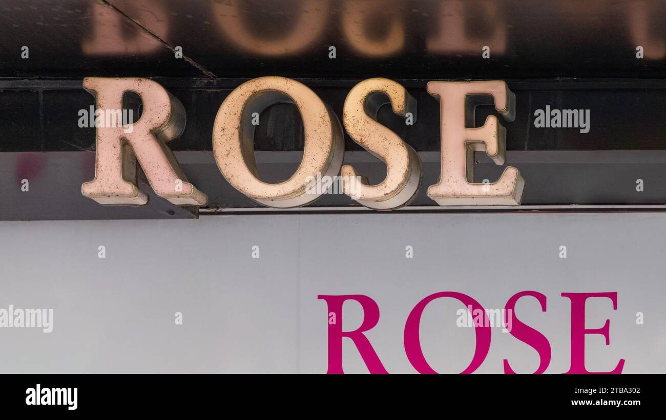 3d Neon Letters and Pink Sign Rose Florist Shop Stock Photo - Alamy