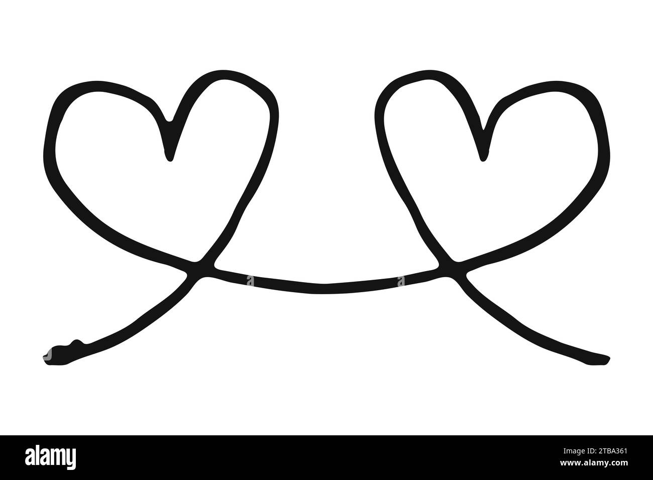 Connected Hearts hand drawn with thin line. Graphic design element for ...
