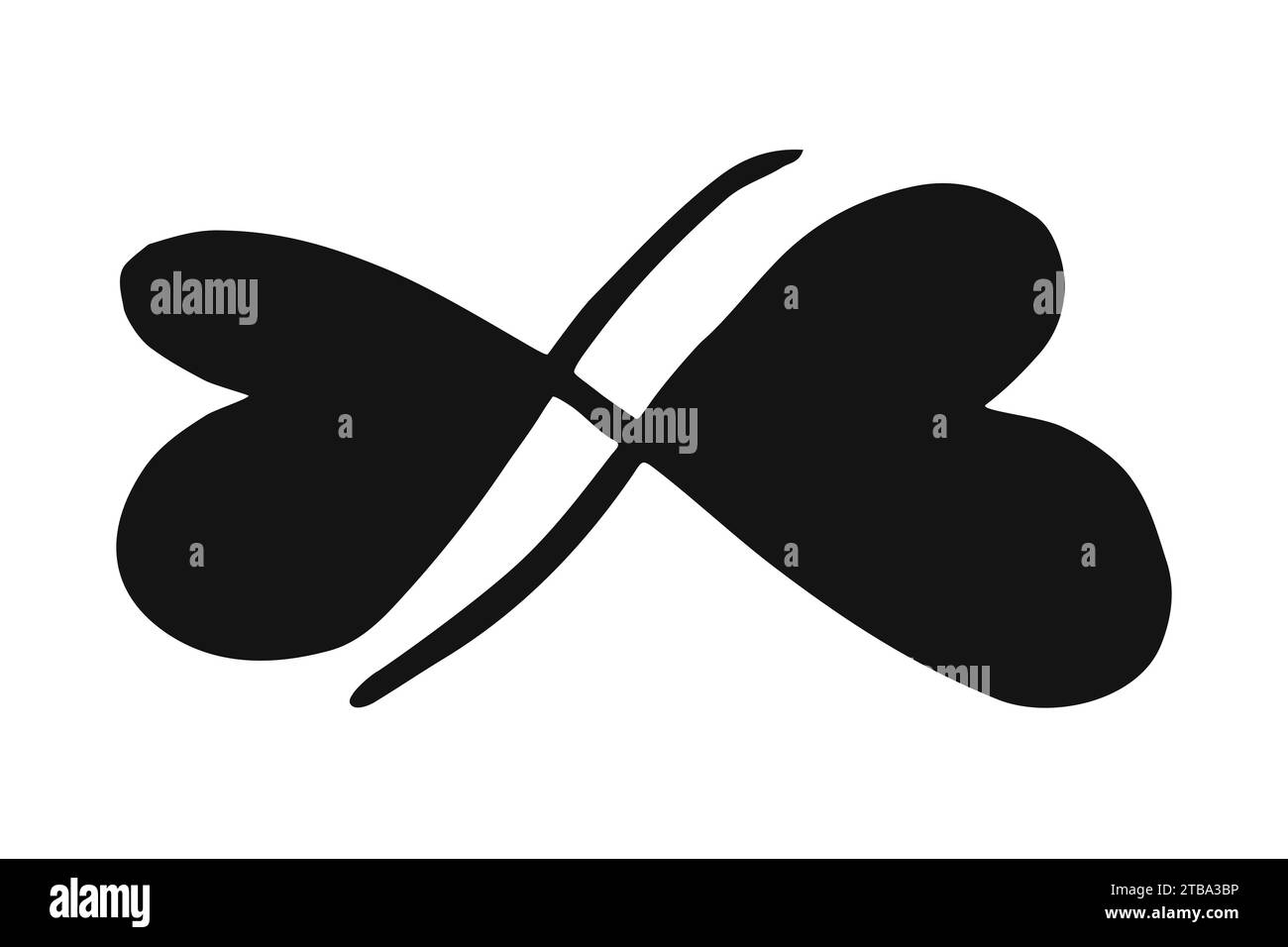 Infinity symbol with two hearts intersecting. Hand painted with black ...