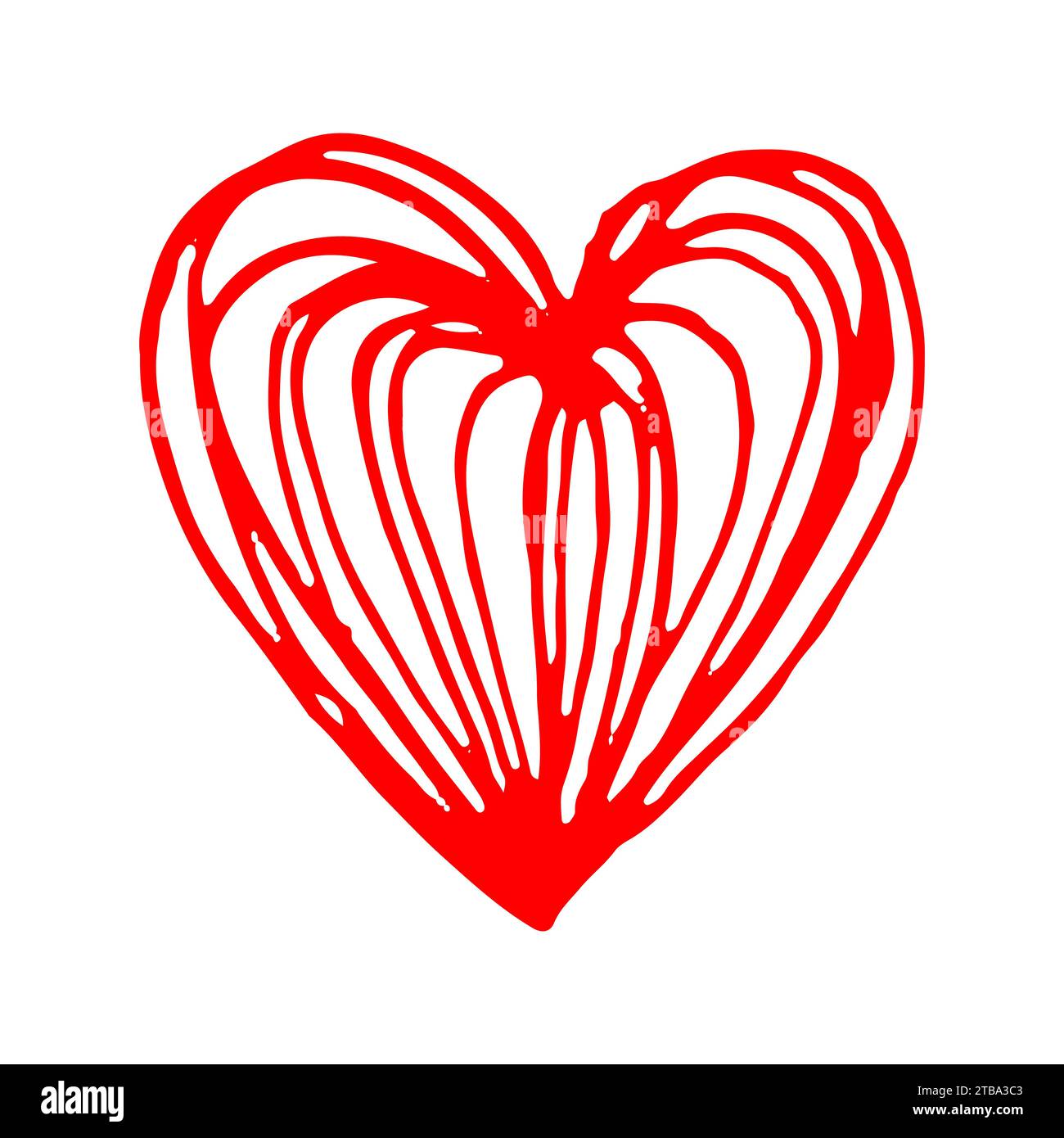 Heart shaped tangled grungy scribble hand drawn with thin line, divider ...