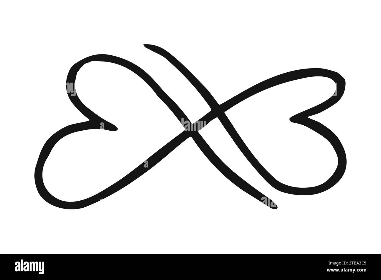 Infinity symbol with two hearts intersecting. Hand painted with black ...