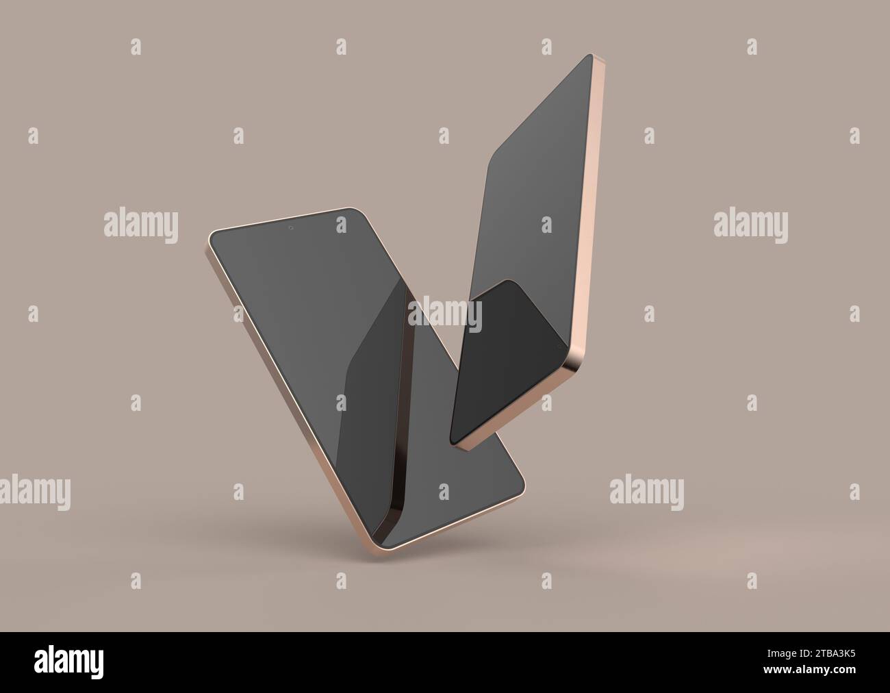 modern premium smartphones floating. reflecting screen smartphones mock ...