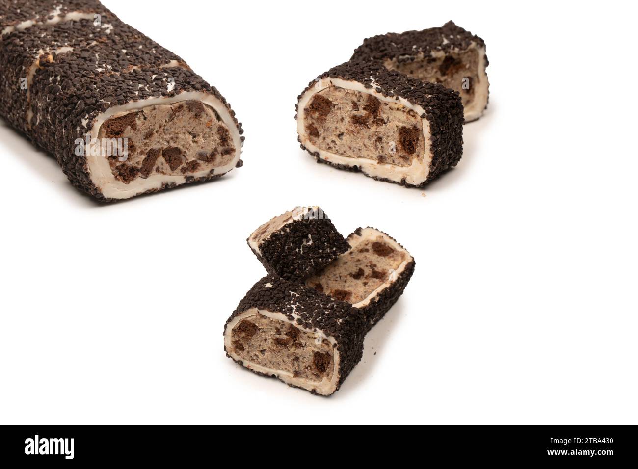 Sweet roll with chocolate and nuts, turkish sweets. Turkish rahat ...