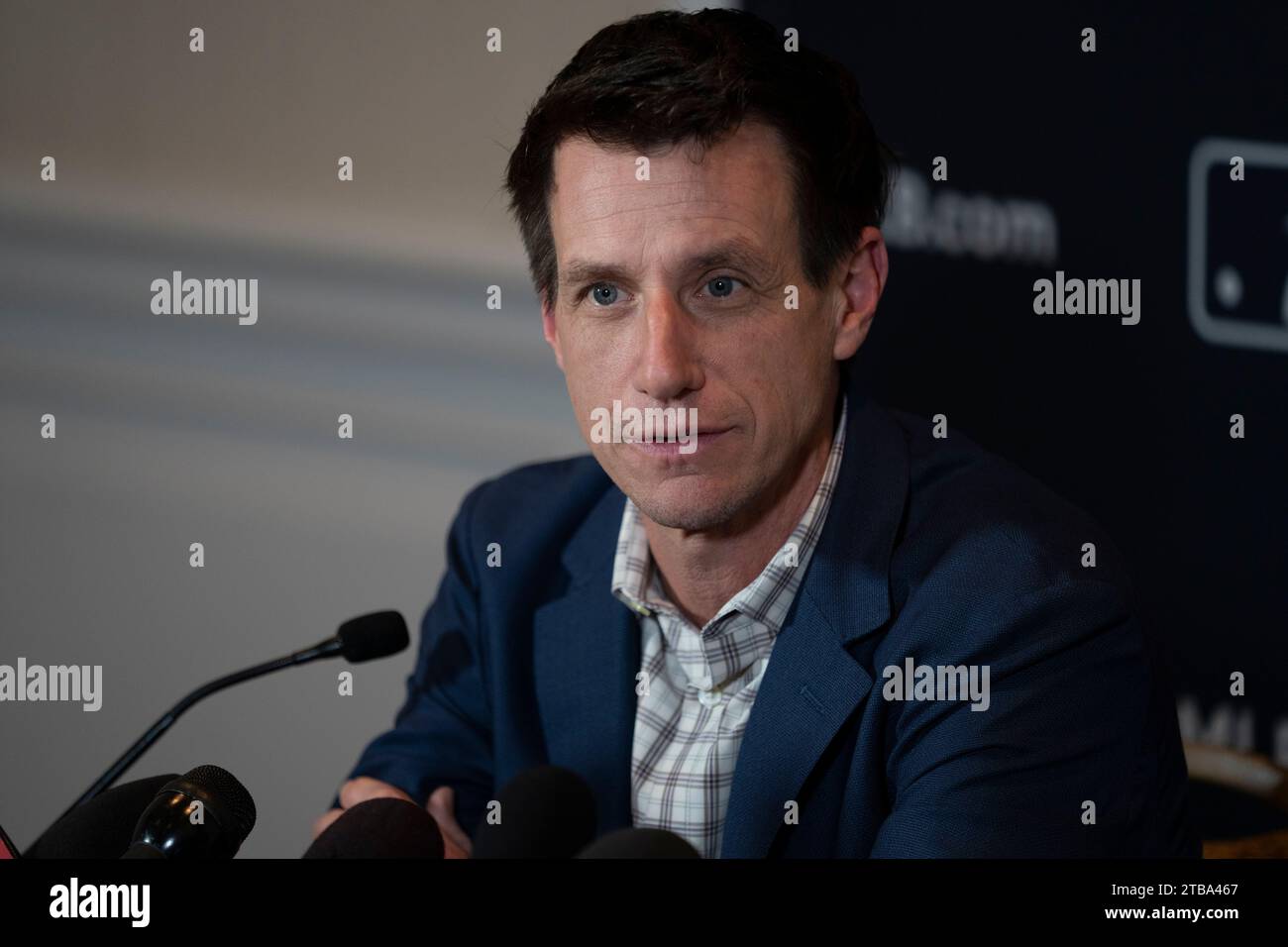 Chicago Cubs manager Craig Counsell responds to questions during the ...