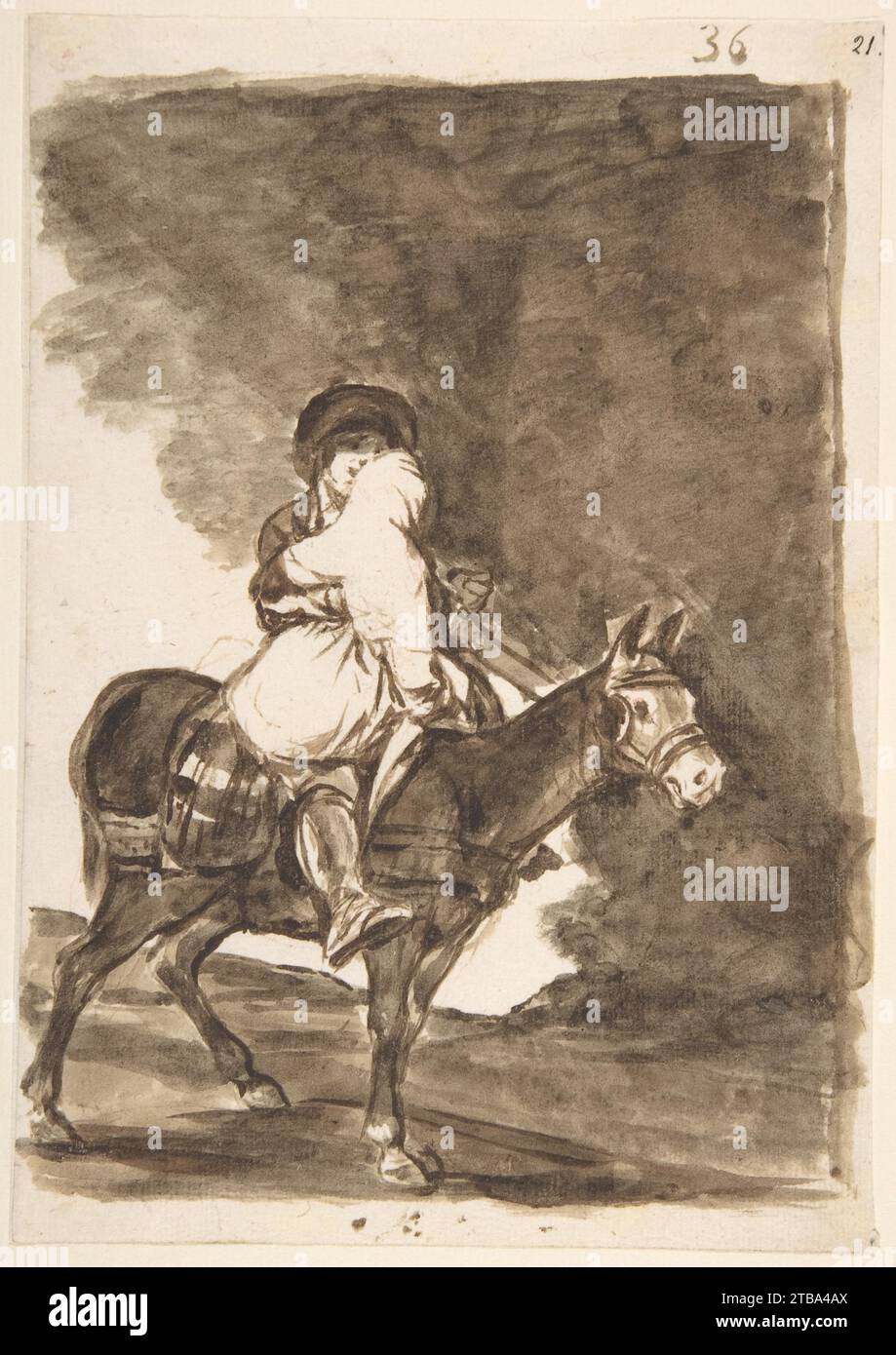 A man and a woman riding a mule; page 36 from the "Images of Spain ...