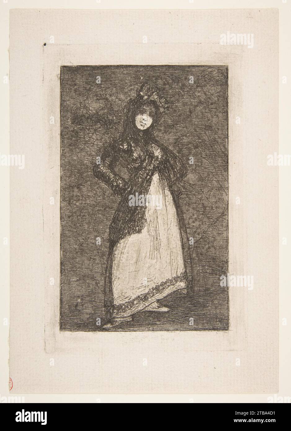 A Maja standing against a dark background with figures 1923 by Goya ...