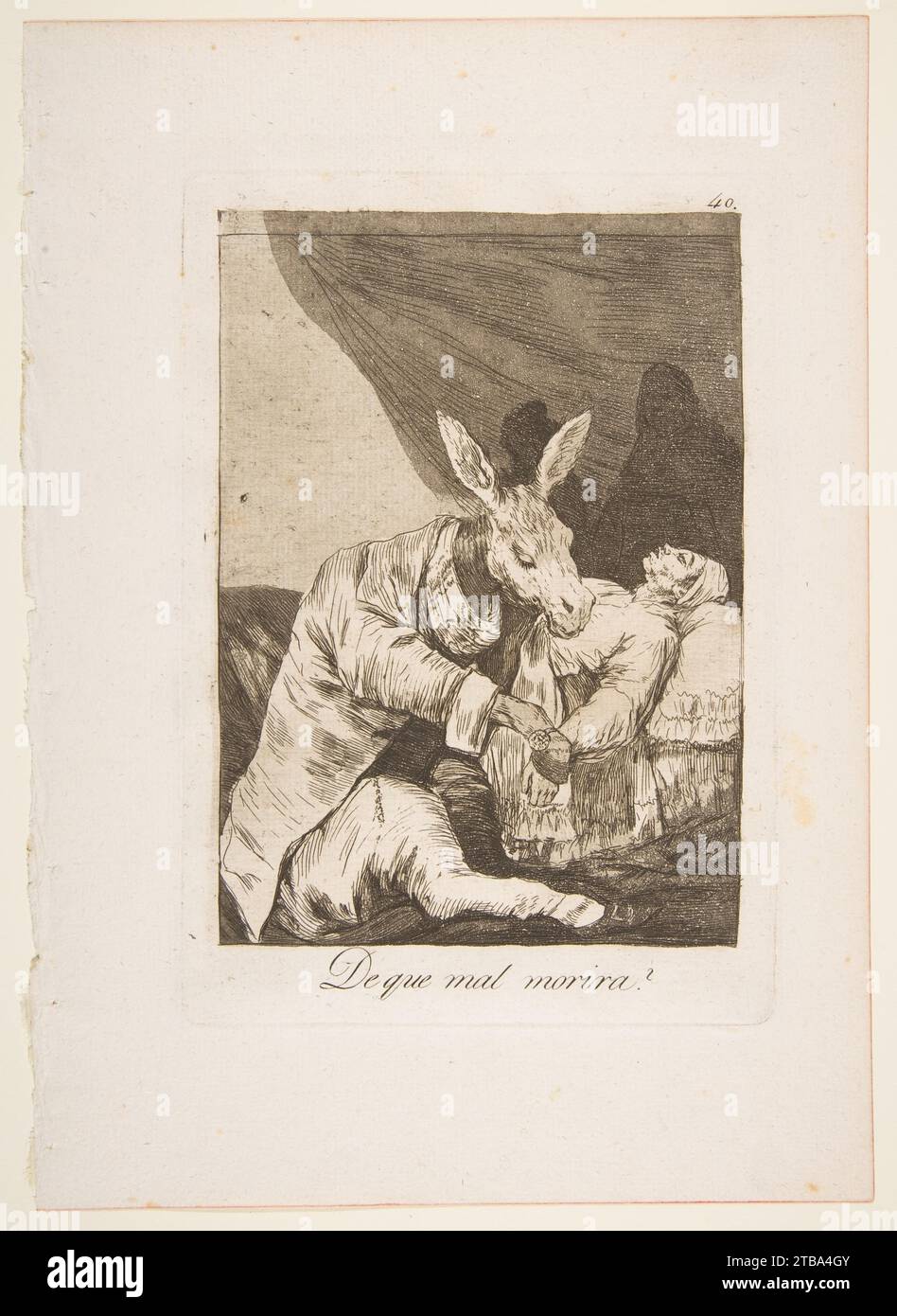 Plate 40 from "Los Caprichos": Of what ill will he die? (De que mal ...