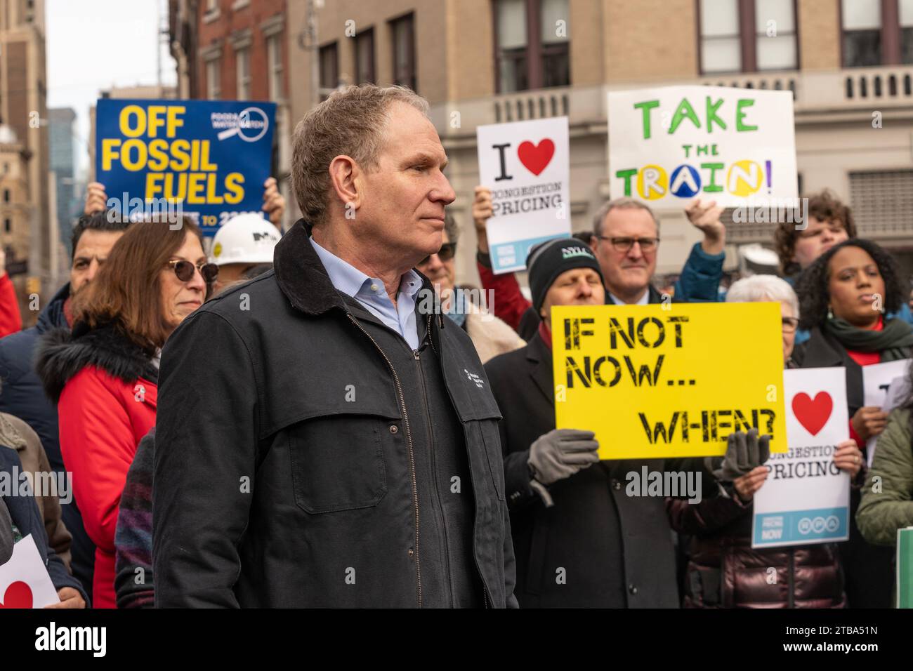 Chair and CEO of MTA Janno Lieber attends congestion pricing rally on Union Square in New York ...