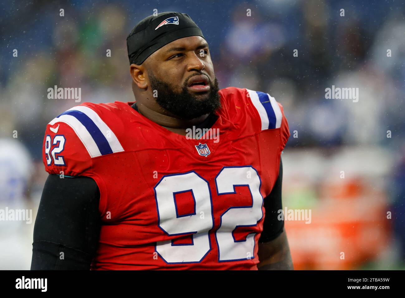 New England Patriots defensive tackle Davon Godchaux (92)reacts during ...