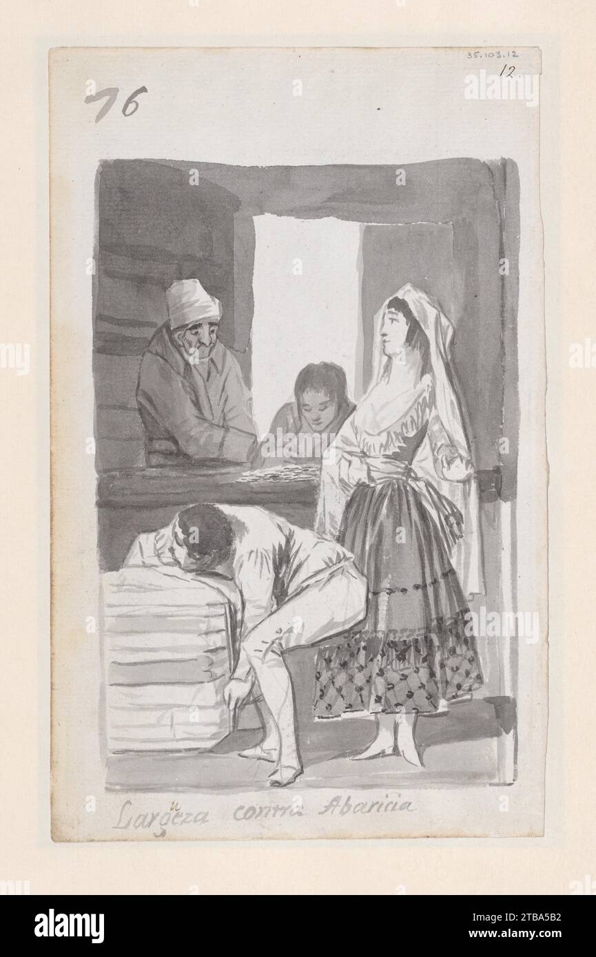 Generosity versus Greed; a woman and three men conducting a transaction ...