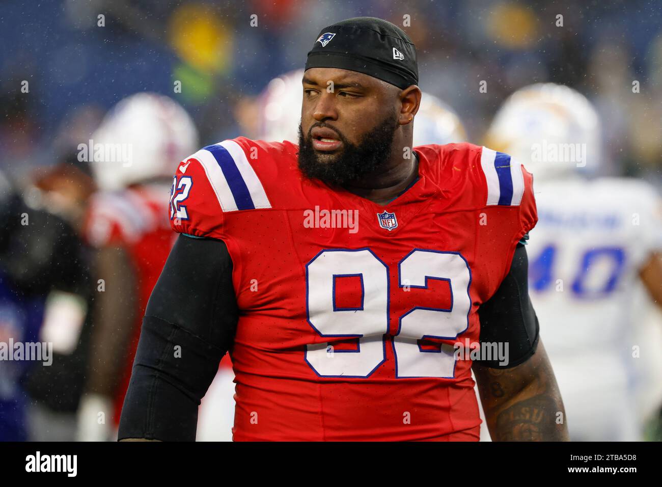 New England Patriots defensive tackle Davon Godchaux (92)reacts during ...