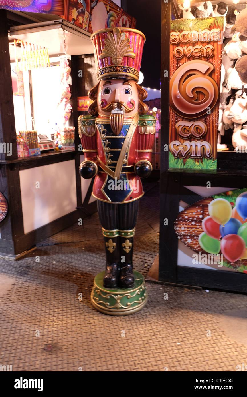 Christmas toy soldier statue in a theme park Stock Photo - Alamy