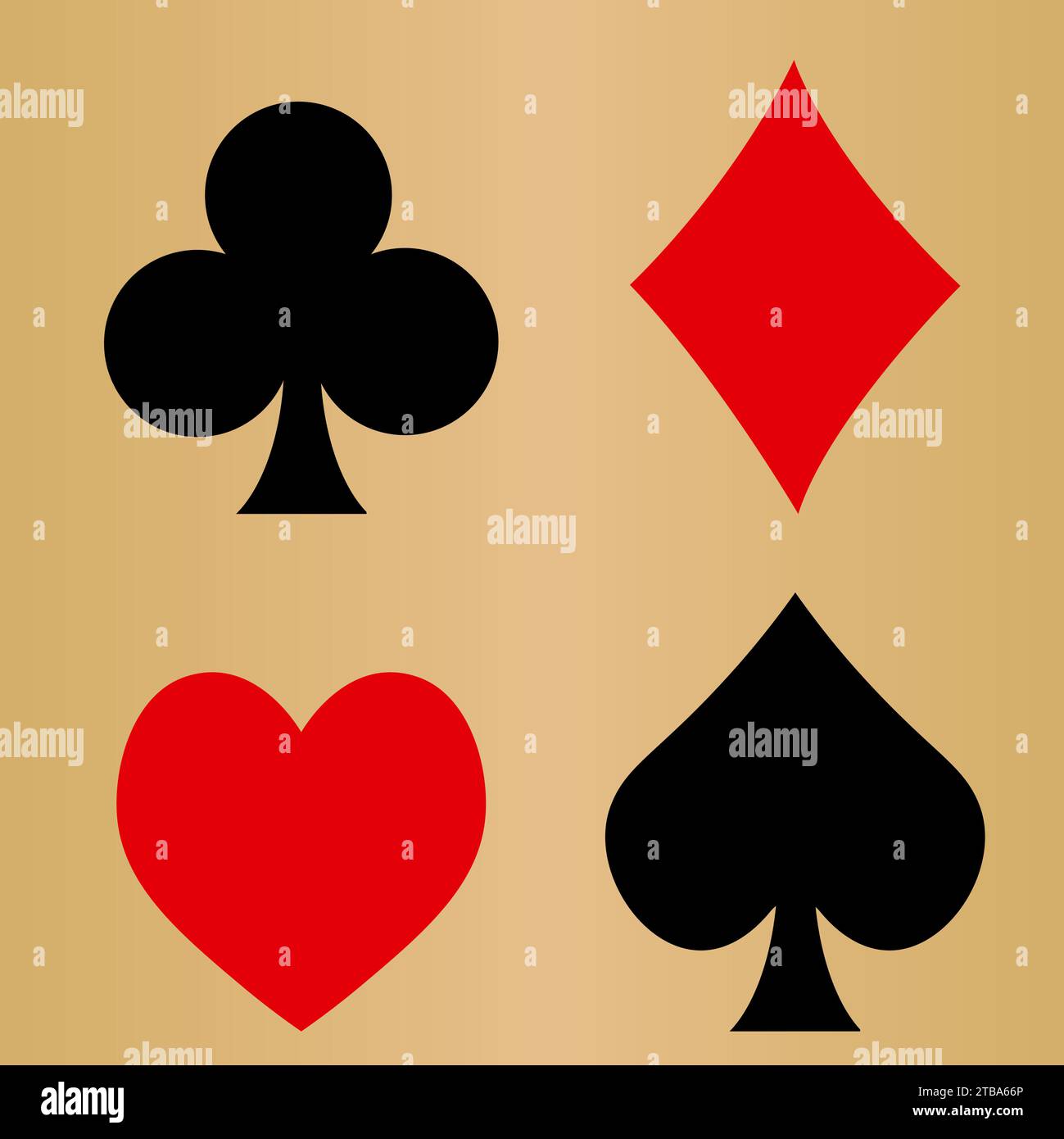 playing cards and poker spade, heart, club, diamond suit flat with ...