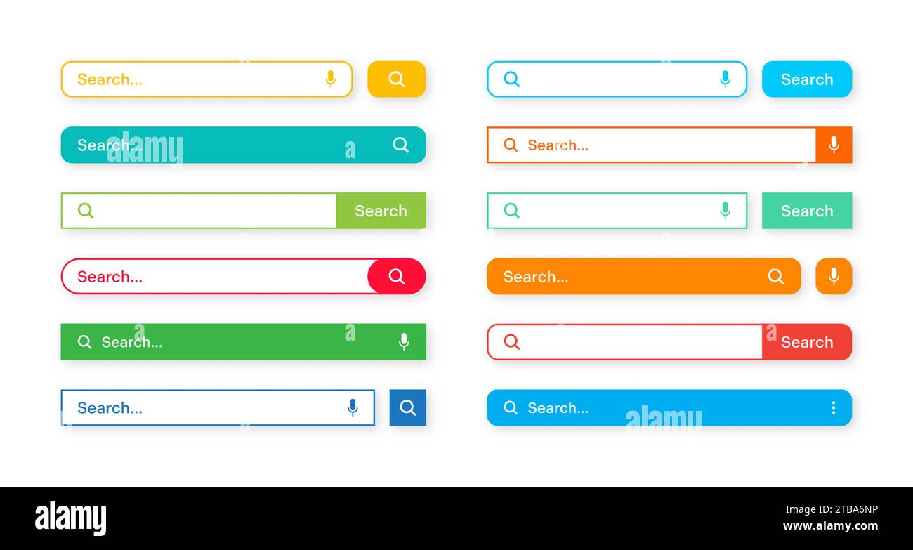 Colorful search bar templates. Internet browser engine with search box ...