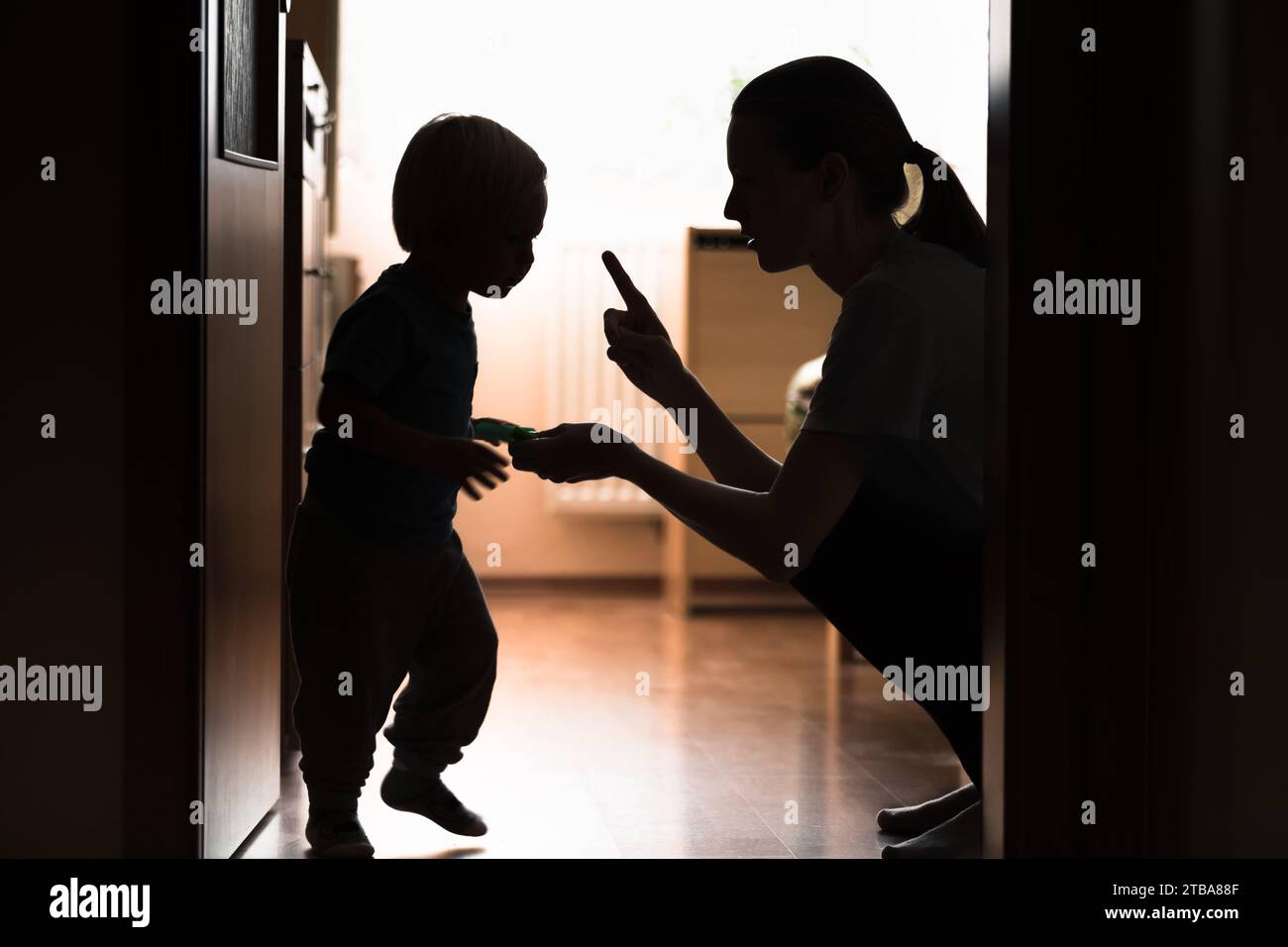 Mother correcting disciplining child for bad behavior, parenting ...