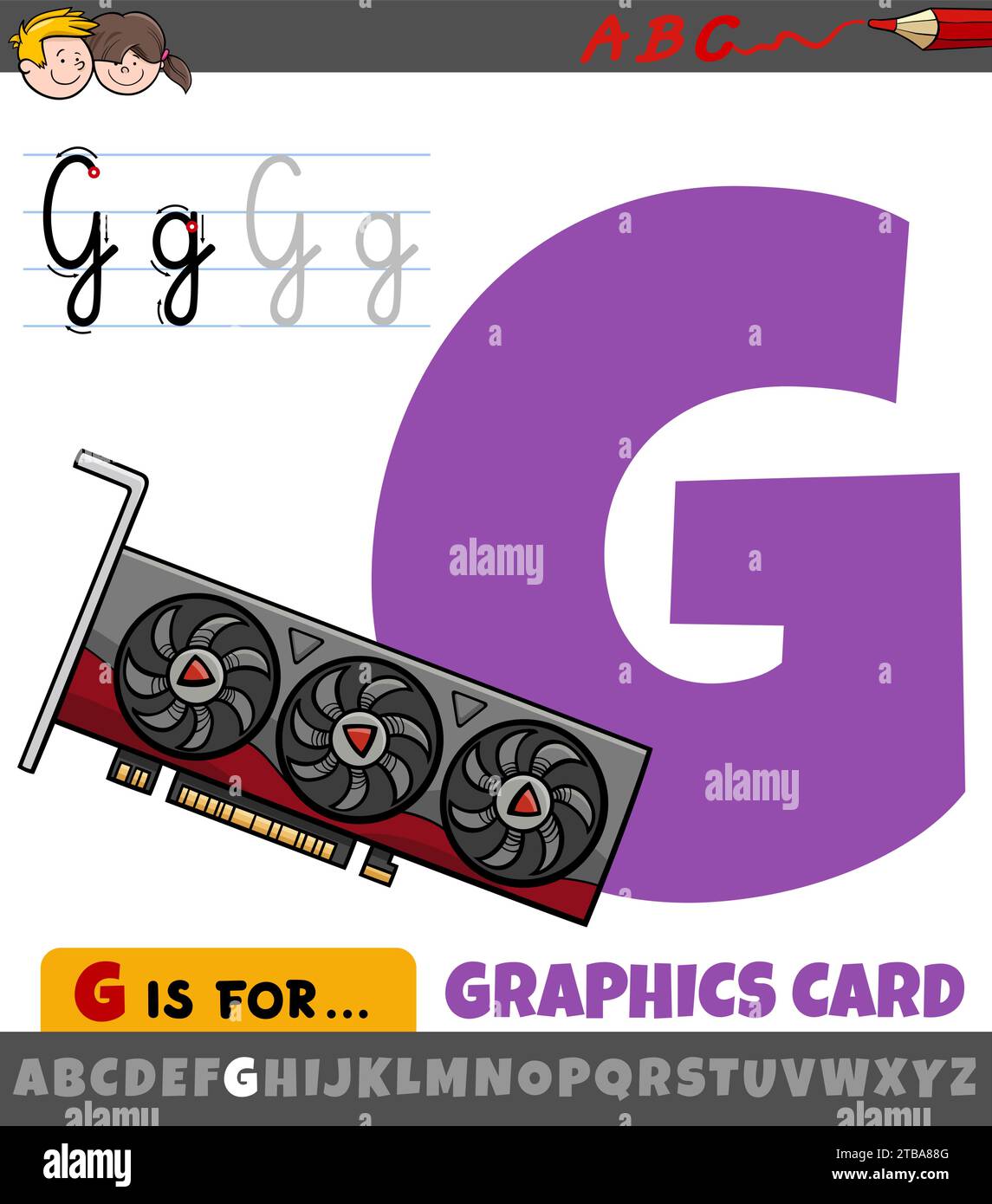 Educational cartoon illustration of letter G from alphabet with ...